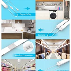 Brothlaw Linkable LED Shop Light for Garage Lighting Fixture 18W 2FT LED Tube Light with Plug 5000K Wraparound Ceiling Light for Garage, Shop, Cabinet, Attic, Basement, Home, Plug in Ceiling Light.