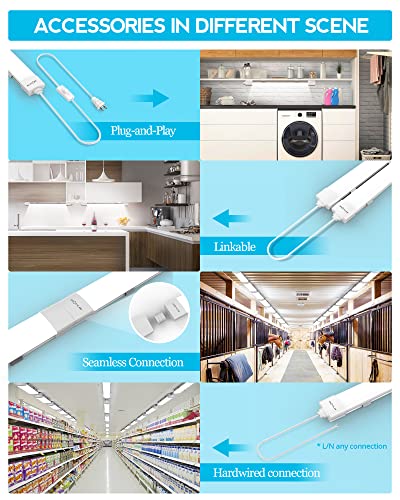 Brothlaw Linkable LED Shop Light for Garage Lighting Fixture 18W 2FT LED Tube Light with Plug 5000K Wraparound Ceiling Light for Garage, Shop, Cabinet, Attic, Basement, Home, Plug in Ceiling Light.