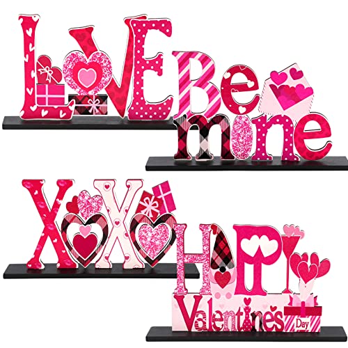 Valentine's Day Decorations Romantic Tabletop Centerpiece Signs Love Wooden Table Sign Valentines Decorations for Home Decor Gift Dining Room Table Wedding Anniversary Party