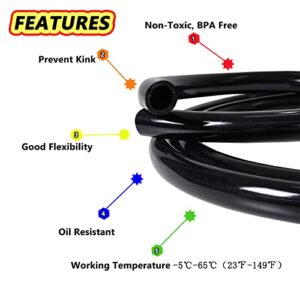 Feelers Black PVC Vinyl Tubing 1" ID x 1-1/4" OD Water Fish Tank Aquarium Air Line Lightweight Hose BPA Free, 9.84 Feet