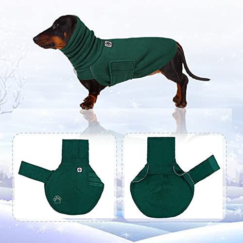 Dachshund Clothes, Dachshund Costumes for Medium Small Large Dogs, Dachshund Cold Weather Coat, Cold Weather Dachshund Coats, Dachshund Cold Coat (L, Green)