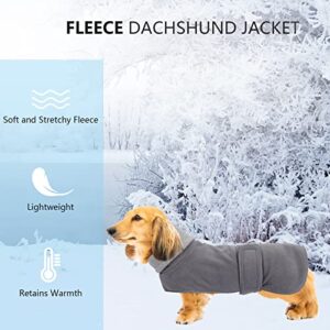 Geyecete Dog Jacket, Dog Coat Perfect for Dachshunds,Dog Winter Coat with Padded Fleece Lining and high Collar,Dog Snowsuit with Adjustable Bands Sizes-Gray-XS