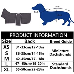 Geyecete Dog Jacket, Dog Coat Perfect for Dachshunds,Dog Winter Coat with Padded Fleece Lining and high Collar,Dog Snowsuit with Adjustable Bands Sizes-Gray-XS