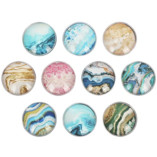 Skycase 10 Pack Refrigerator Magnets,Strong Magnetic Glass Fridge Sticker,Round Fridge Magnets Decoration for Home,Office,School,1.2 inch-Marble Crystal