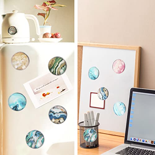 Skycase 10 Pack Refrigerator Magnets,Strong Magnetic Glass Fridge Sticker,Round Fridge Magnets Decoration for Home,Office,School,1.2 inch-Marble Crystal