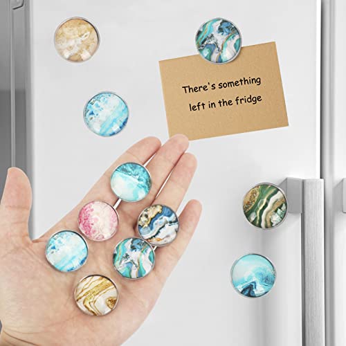 Skycase 10 Pack Refrigerator Magnets,Strong Magnetic Glass Fridge Sticker,Round Fridge Magnets Decoration for Home,Office,School,1.2 inch-Marble Crystal