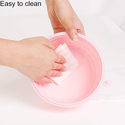 payanwin Collapsible Bowl, Silicone Food Storage Container, Camping with Lid, Round Silicone Lunch Container, Microwave, Dishwasher and Freezer Safe (Pink, 4 pcs)