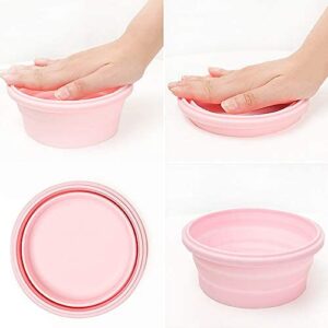 payanwin Collapsible Bowl, Silicone Food Storage Container, Camping with Lid, Round Silicone Lunch Container, Microwave, Dishwasher and Freezer Safe (Pink, 4 pcs)