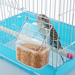 4 Pcs Bird Cage Feeder Plastic Cups Acrylic Feeding Bowl Anti- Splashing Water Food Feeder Box (for Bird Cage with Spring Door)