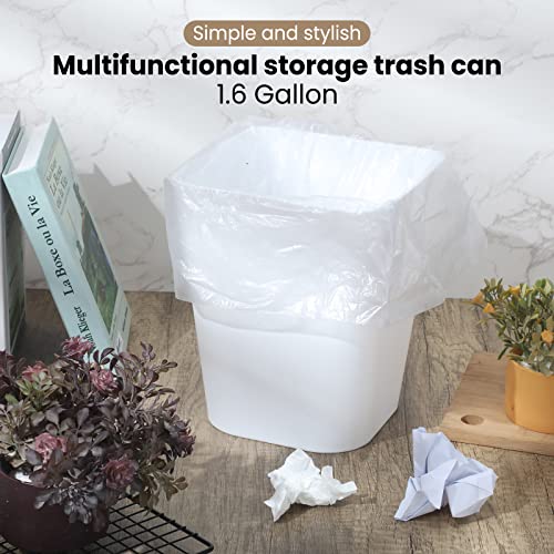 Eccliy 6 Pack Plastic Trash Can with 3 Rolls of Trash Bags Small Wastebasket Trash Can Garbage Container Bin, Trash Bin for Bathroom, Bedroom, Home Office, Living Room, Kitchen (Gray, White, Medium)