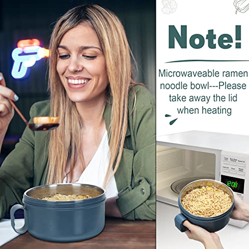 Eccliy Set of 3 Microwave Ramen Bowl Set Microwave Bowl for Noddles, Pasta, and Soup with Lid and Handle for Office College Dorm Room Cooking Dishwasher Safe, 40.5 Ounce