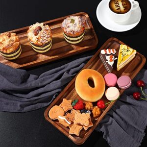 5 Pack Solid Acacia Wood Serving Trays, 14 x 5.5 Inches Rectangular Wooden Serving Board for Food Appetizer Serving Tray Plates for Vegetables Fruit Charcuterie Cheese Platters Home Kitchen Decor