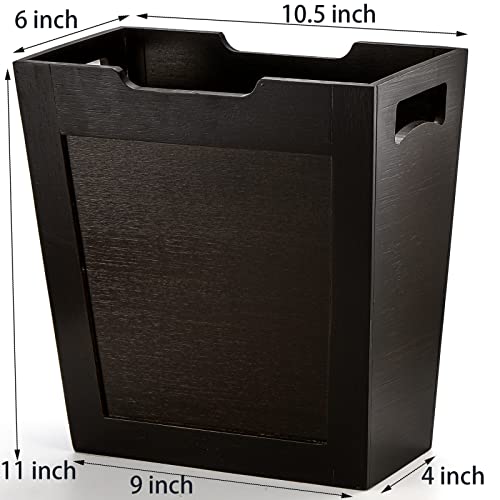 TOPZEA Bamboo Waste Basket, Rectangular Narrow Trash Can with Handles, Wooden Slim Wastebasket Small Garbage Cans for Bathroom, Bedroom, Kitchen, Craft Room, Office, RVs, 10.5"x6"x11"