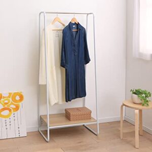 IRIS USA Garment Rack with Wooden Shelf, Clothes Racks for Closet Organization, Plant Stand, Frost White