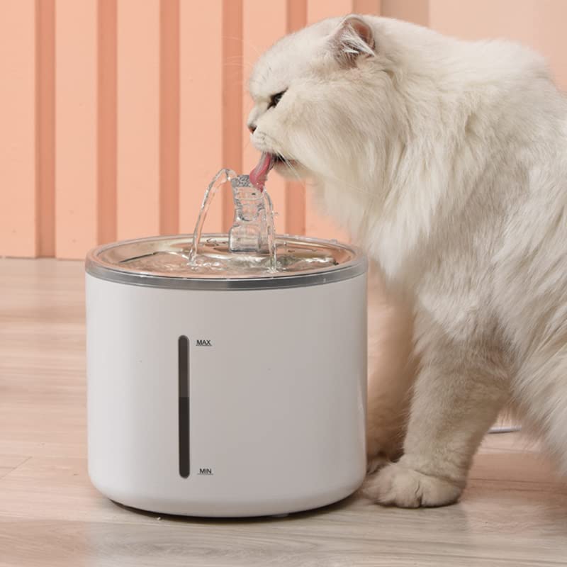 Cat Water Fountain Stainless Steel - SINDOX Dog Water Bowl Fountain, 2.6L/88oz Automatic Cat Fountains Super Quiet Pet Drinking Water Dispenser for Cats, Dogs, Multiple Pets with 3 Filters - White