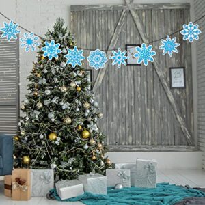 63pcs Winter Christmas Snowflake Cutouts Paper, 5.9x5.9 Inches Winter Paper Cutouts with Glue Points Snowflake Cutouts for Bulletin Board Classroom School Winter Christmas Party Decoration (Blue)