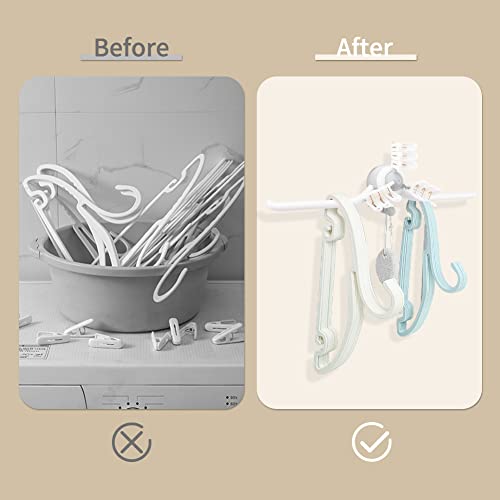 PXRJE Clothes Hanger Organizer Wall Mount, Creative Airplane Head, Adhesive Hanger Holder Organizer for Clothes Hangers, No Drilling Installation,with 10 Pcs Plastic Clothespins(Grey White)