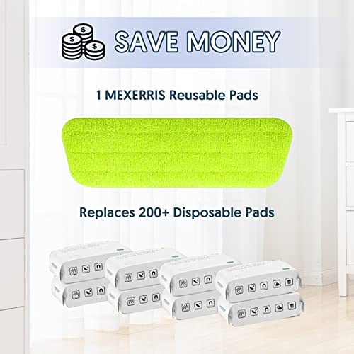 Spray Mop Pads Heads Replacement Compatible with Swiffer PowerMop - MEXERRIS Microfiber Wet Mops Refill Mop Cleaning Pads Floor Mop Pads Fit for All Spray Mops & Velcro Design Mops,7 Pcs/Set Green