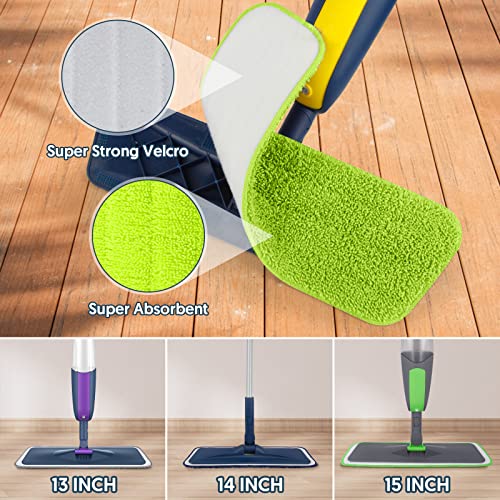 Spray Mop Pads Heads Replacement Compatible with Swiffer PowerMop - MEXERRIS Microfiber Wet Mops Refill Mop Cleaning Pads Floor Mop Pads Fit for All Spray Mops & Velcro Design Mops,7 Pcs/Set Green