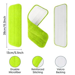 Spray Mop Pads Heads Replacement Compatible with Swiffer PowerMop - MEXERRIS Microfiber Wet Mops Refill Mop Cleaning Pads Floor Mop Pads Fit for All Spray Mops & Velcro Design Mops,7 Pcs/Set Green