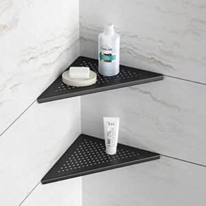 neodrain 10 inch corner matte black wall shelf set of 2, floating corner shelves for wall, 304 stainless steel wall storage shelves for bathroom,no drilling