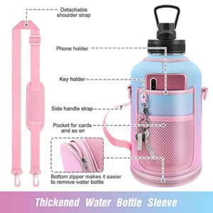 BicycleStore 64 OZ Insulated Water Bottle with Straw and Strap, Half Gallon Stainless Steel Water Bottle Leak Proof Double Vacuum Metal Water Jug Giant Water Flask with 2 Lid for Travel Runing Fitness