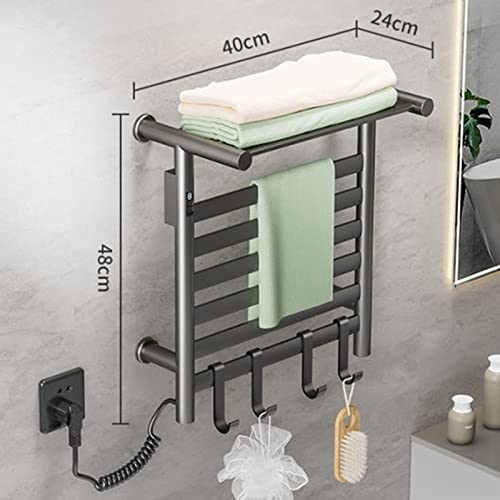 Intelligent Electric Heating Towel Rack Towel Bath Towel Drying Rack Household Intelligent Constant Temperature Heating Rod,Gray