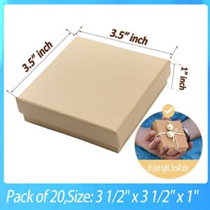 20 Pack Cotton Filled Small Jewelry Gift Boxes ,3.5x3.5x1" Cardboard Jewelry Boxes Bulk For Small Business, Small Gift Boxes with Lids For Jewelry Packaging .Square Bracelet Necklace Ring Box