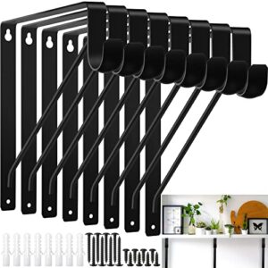 nuogo 8 pcs heavy duty closet rod brackets bulk black closet shelf bracket with rod support rod brackets holder shelf rod hangers hooks with screw for home and closet decor, 11 x 11 inches