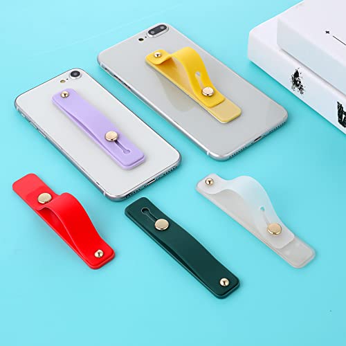 Cobee Phone Loop Finger Holder, 5pcs Phone Grip Straps Silicone Phone Finger Strap Finger Cell Phone Grip Universal Finger Kickstand for Most Smartphones(Yellow, Purple, White, Green, Red)