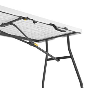 Living and More 5ft Half Folding Table, Portable Tables for Dining Parties Card Picnic Camping, White