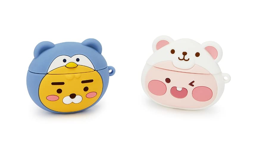 KAKAO Official Merchandise- Snow Village Theme Cases Compatible with Airpods 3rd Generation-Ryan in Penguin Costume and Apeach in Polar Bear Costume (Polar Bear Apeach)