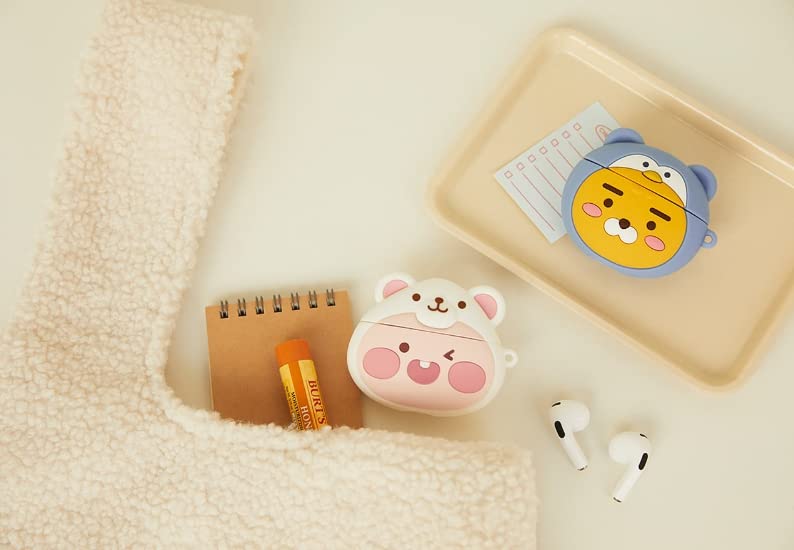 KAKAO Official Merchandise- Snow Village Theme Cases Compatible with Airpods 3rd Generation-Ryan in Penguin Costume and Apeach in Polar Bear Costume (Polar Bear Apeach)