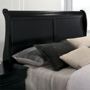 Bowery Hill Transitional Solid Wood King Sleigh Bed in Black