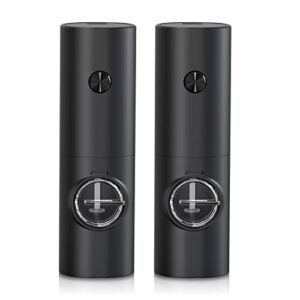 maexus electric salt and pepper grinder set, battery powered automatic pepper&salt mill grinder, led light, adjustable coarseness (2 pack)