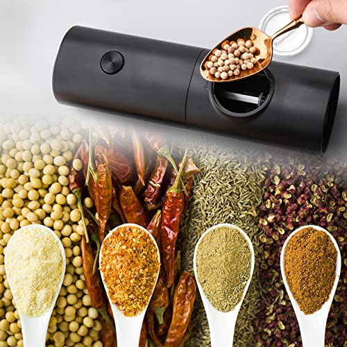 MAEXUS Electric Salt and Pepper Grinder Set, Battery Powered Automatic Pepper&Salt Mill Grinder, LED Light, Adjustable Coarseness (2 Pack)