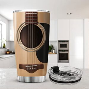 ZOXIX Guitar Insulated Tumblers 20oz Guitarist Nutrition Facts Cup With Lid Vintage Music Gifts For Guitarists Musician Acoustic Band Music Teacher Gifts Guitar Lover