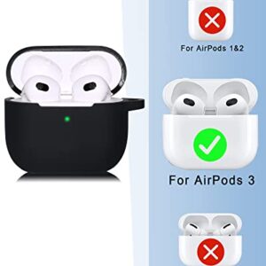 4-in-1 for AirPods 3 Case Cover Accessories Set Kit, Cute for AirPod 3rd Generation Case Skin with Fur Ball Pompom/Wristlet Bracelet Keychain/Credit Card Holder Purse for Women and Girls Black