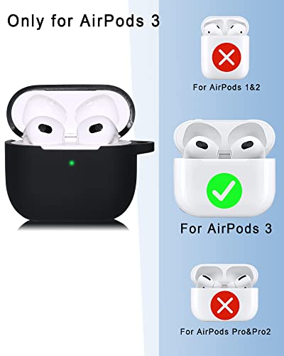 4-in-1 for AirPods 3 Case Cover Accessories Set Kit, Cute for AirPod 3rd Generation Case Skin with Fur Ball Pompom/Wristlet Bracelet Keychain/Credit Card Holder Purse for Women and Girls Black