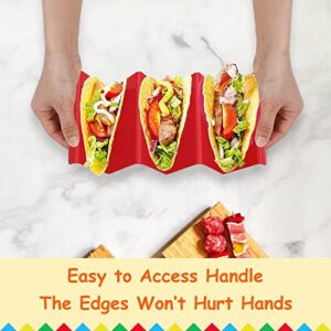 NDGDV Taco Holder Stand Set of 4, Premium Taco Rack Tray Holds Up to 3 or 2 Tacos Each, PP Health Material, Colorful Taco Holder Plate, Dishwasher & Microwave Safe