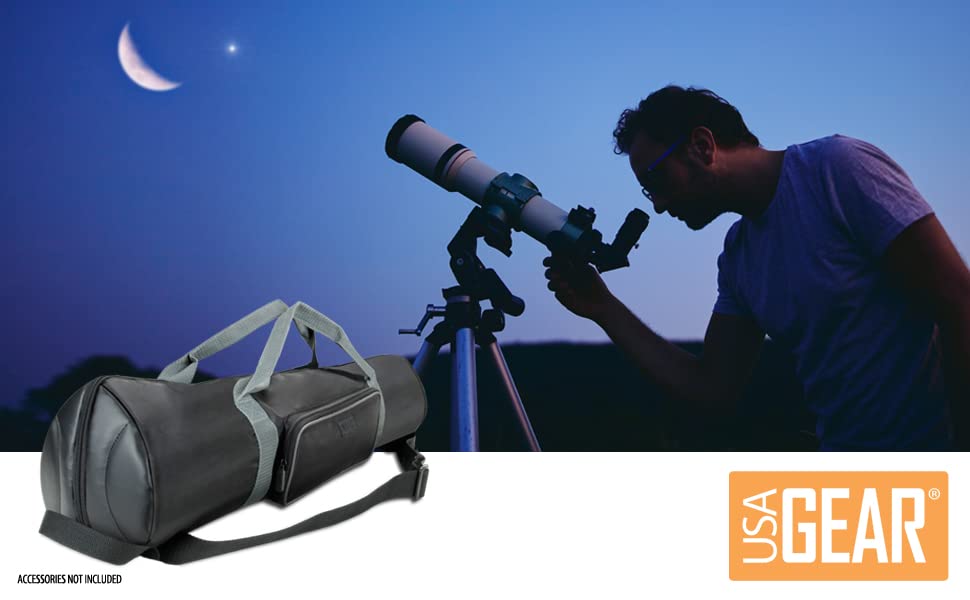 USA Gear Refractor Telescope Case - Holds Telescopes/Tripod 21 to 35 inches - Adjustable Extension, Storage Bag Pocket, and Strap - Compatible with ToyerBee, Gskyer, Celestron Telescope Bags and Cases