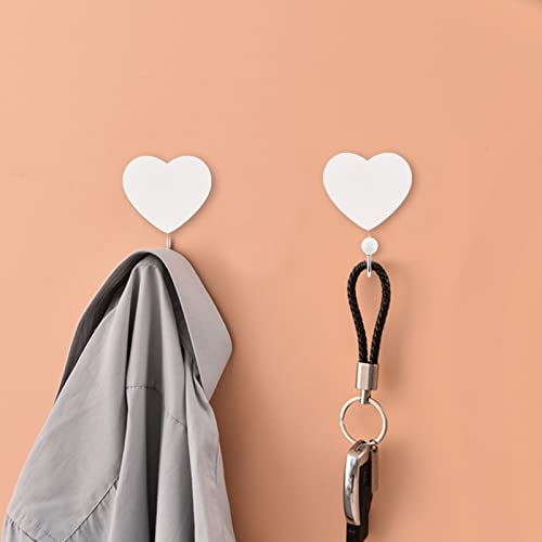 kiskick Wall Hook Heavy Duty Punching Wall Mounted Storage Wooden Heart Shaped Coat Hook Kitchen Accessories White