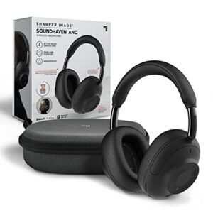 sharper image soundhaven wireless over-ear bluetooth headphones, active noise canceling, 30-hour playtime, ipx4 sweatproof, music & call touch controls, connect to 2 devices, premium audio drivers