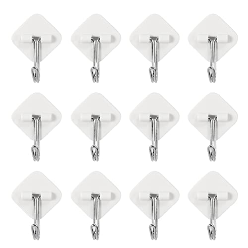 kiskick 12Pcs Wall Hooks Self-Adhesive Clothes Tableware Towel Organizer Hooks for Home Bathroom Kitchen C