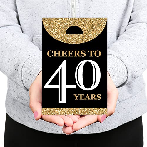 Big Dot of Happiness Adult 40th Birthday - Gold - Birthday Gift Favor Bag - Party Goodie Boxes - Set of 12