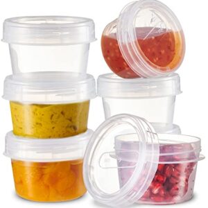 PLASTICPRO 6 Pack Twist Cap Food Storage Containers with Clear Screw on Lid- 4 oz Reusable Meal Prep Containers - Small Freezer Containers Microwave Safe Clear Plastic Food Storage