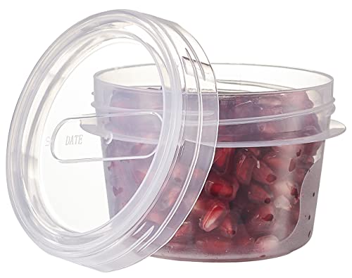 PLASTICPRO 6 Pack Twist Cap Food Storage Containers with Clear Screw on Lid- 4 oz Reusable Meal Prep Containers - Small Freezer Containers Microwave Safe Clear Plastic Food Storage