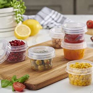 PLASTICPRO 6 Pack Twist Cap Food Storage Containers with Clear Screw on Lid- 4 oz Reusable Meal Prep Containers - Small Freezer Containers Microwave Safe Clear Plastic Food Storage