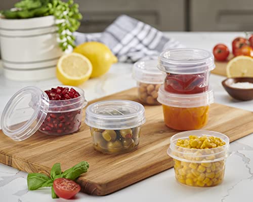 PLASTICPRO 6 Pack Twist Cap Food Storage Containers with Clear Screw on Lid- 4 oz Reusable Meal Prep Containers - Small Freezer Containers Microwave Safe Clear Plastic Food Storage