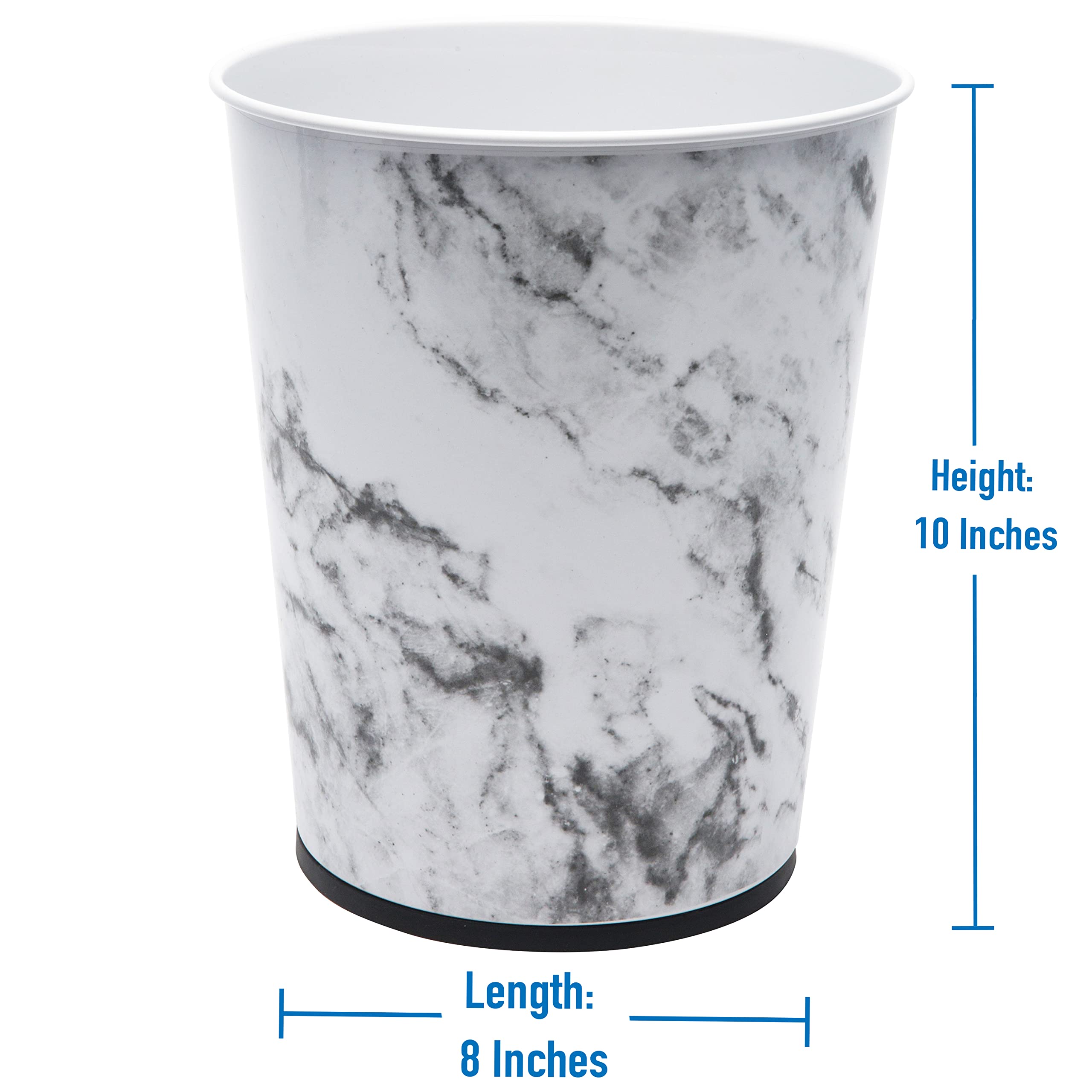 Bath Bliss 5 Liter Small Wastebasket | 2 Pack | Round Open Top | Trash Can | Bathroom | Bedroom | Kitchen | Office | Dorm | Disposal Waste Bin | Garbage | Marble